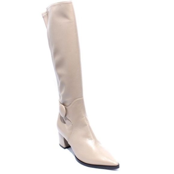 Isabelle | Shoes | Isabelle 629b Beige Leather Stretch Zip Pointy Heel ...